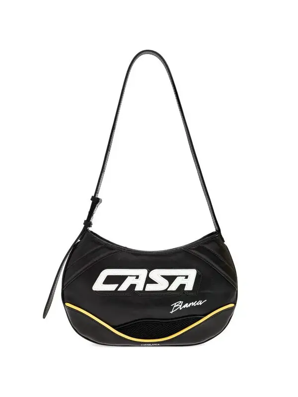 Casablanca Logo-lettering Leather Shoulder Bag - Black