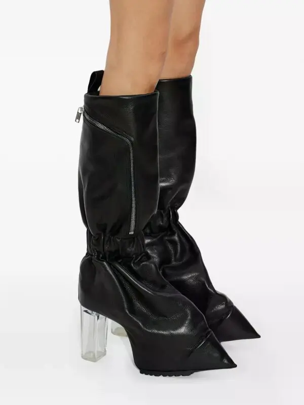 Rick Owens Taquito Zipper Leather Boots - Black