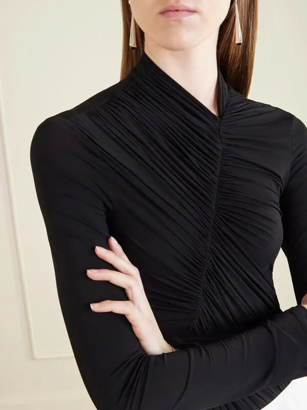 Stella McCartney Draped Crepe-jersey Bodysuit - Black
