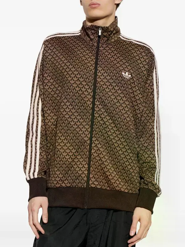 Adidas Firebird Pattern Zipped Sweatshirt - Brown