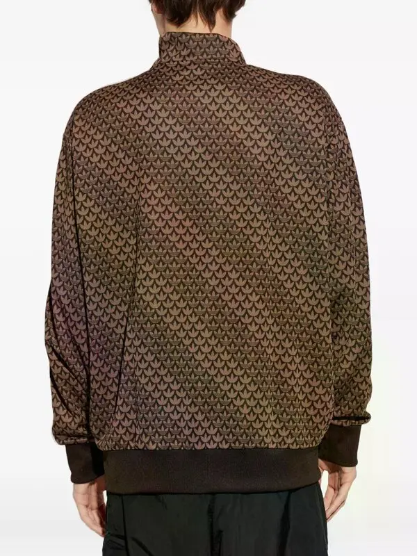 Adidas Firebird Pattern Zipped Sweatshirt - Brown