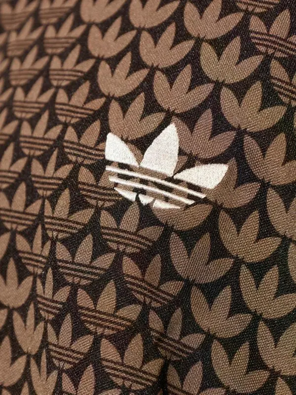 Adidas Firebird Pattern Zipped Sweatshirt - Brown