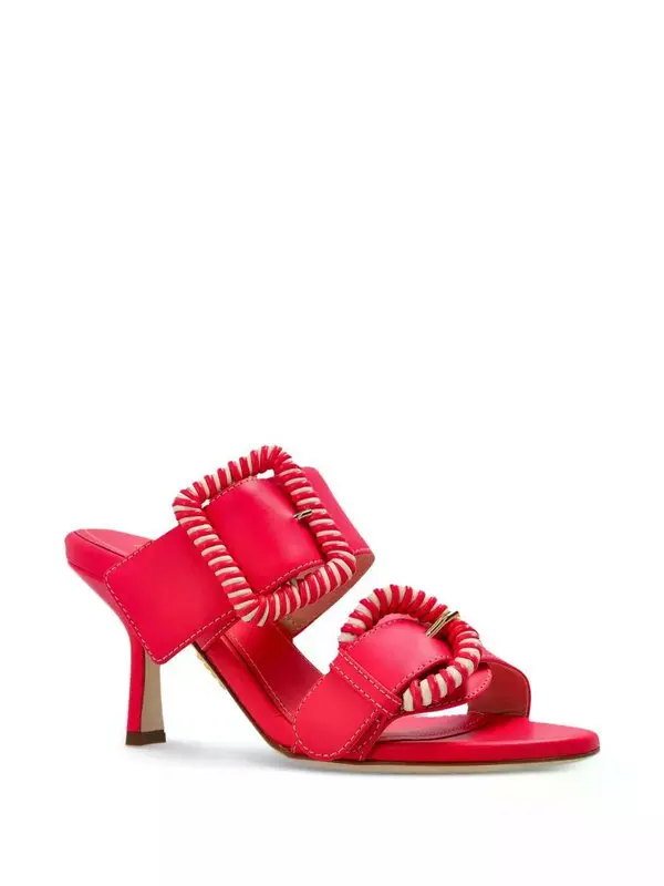 Rodo Buckle-strap Leather Mules - Red