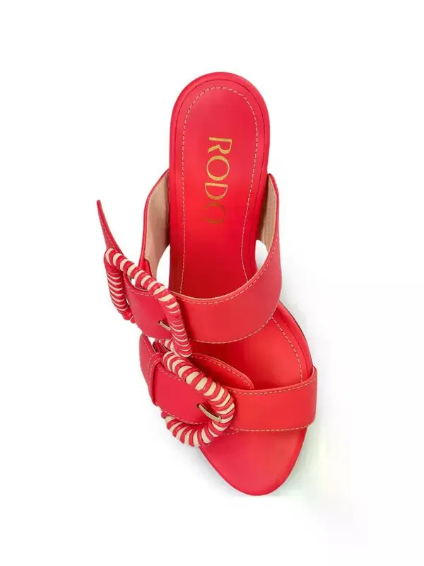 Rodo Buckle-strap Leather Mules - Red