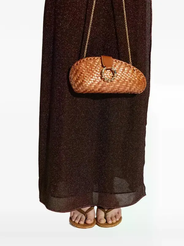 Rodo Raffia Clutch With Chain Detail