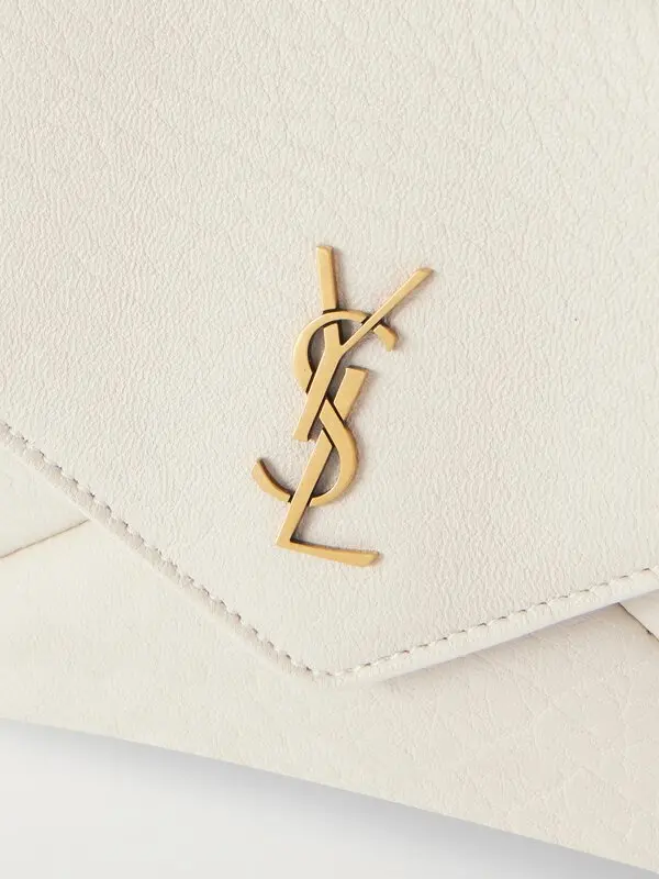 Saint Laurent Cassandre Textured-leather Shoulder Bag - Neutrals