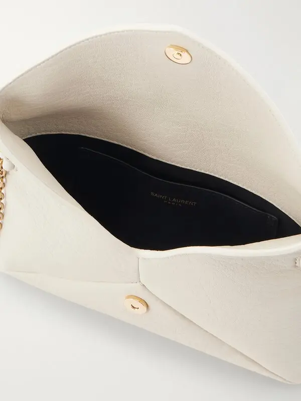 Saint Laurent Cassandre Textured-leather Shoulder Bag - Neutrals