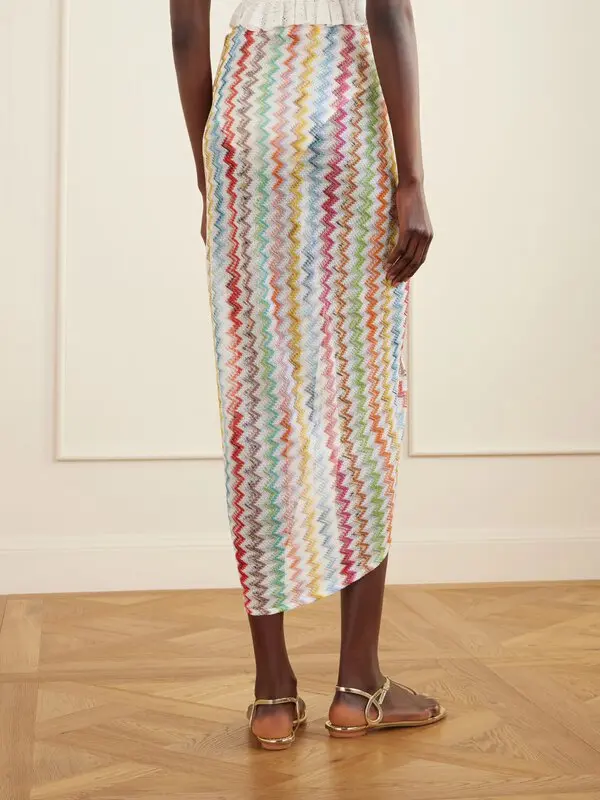 Missoni Gathered Striped Crochet-knit Midi Skirt - Blue