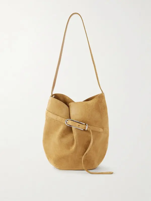 LIFFNER Belted Suede Bucket Bag - Neutrals