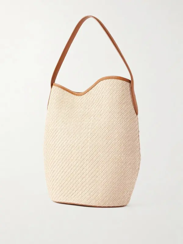 LIFFNER Buckled Raffia Bucket Bag - Neutrals