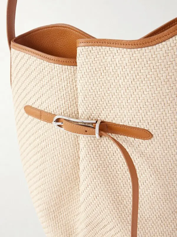 LIFFNER Buckled Raffia Bucket Bag - Neutrals