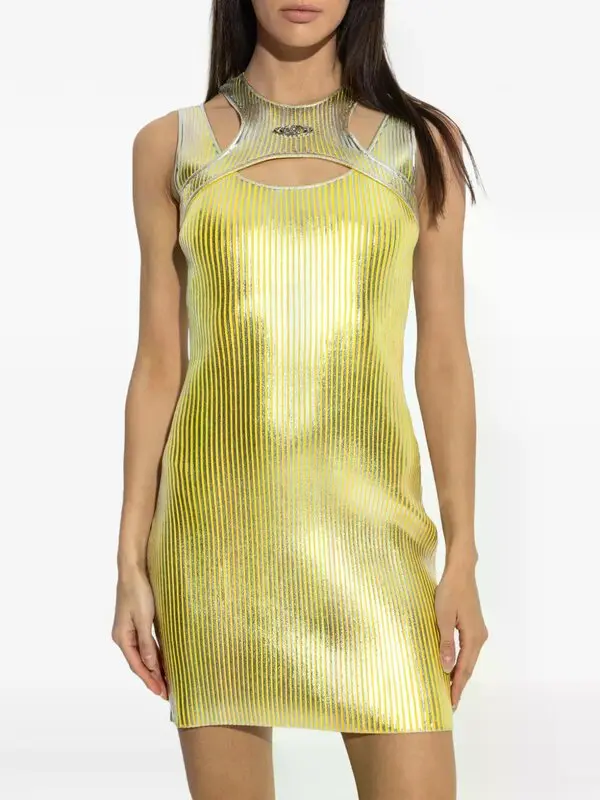 Casablanca Cut-out Foil-printed Mini Dress