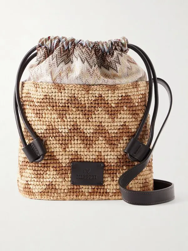Missoni Striped Raffia Bucket Bag - Neutrals