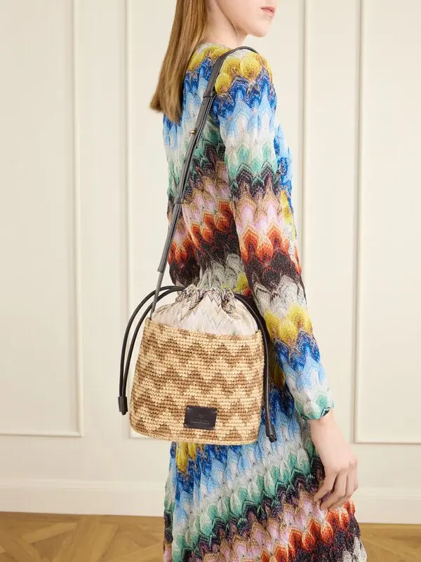Missoni Striped Raffia Bucket Bag - Neutrals