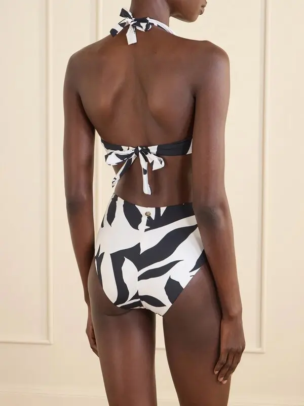 Max Mara Printed Halterneck Bikini Top - White