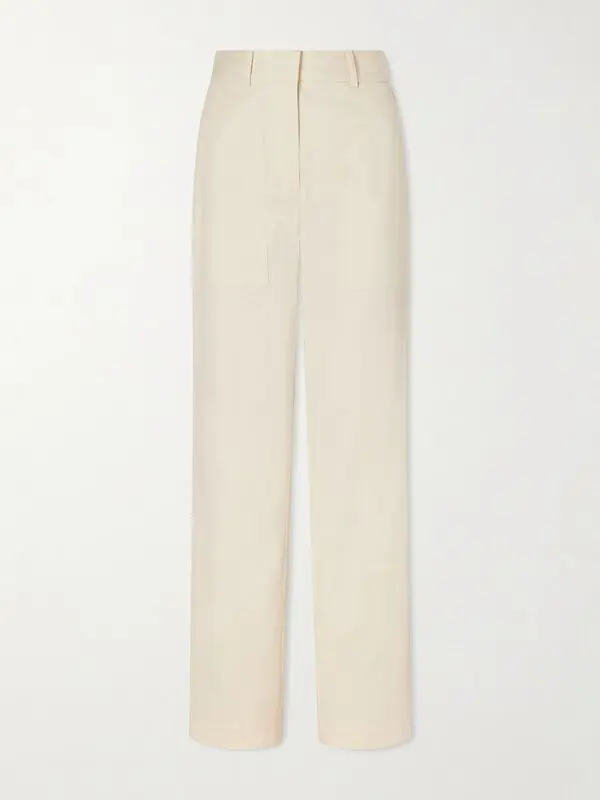 JOSEPH Jaber Cotton-blend Straight-leg Trousers - Neutrals