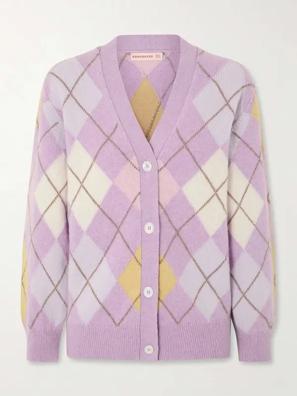 Daughter Argyle Lambswool Cardigan - Lilac