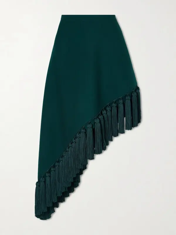 Alaïa Tasseled Asymmetric Midi Skirt - Green
