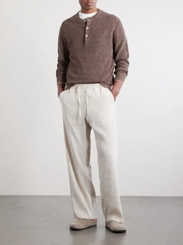 A KIND OF GUISE Samurai Straight-leg Linen And Silk-blend Drawstring Trousers