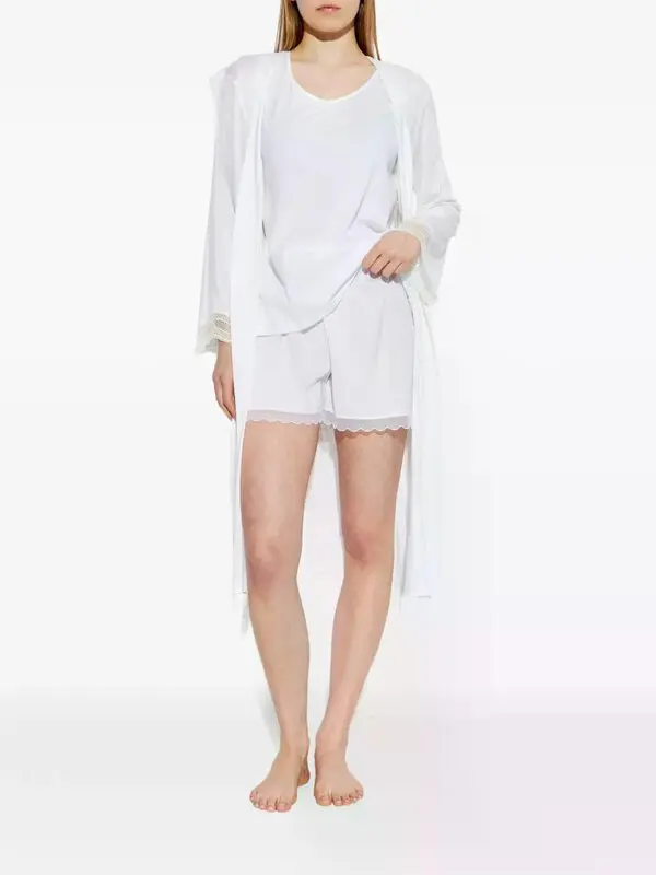 Hanro Lace-trim Belted Robe - White