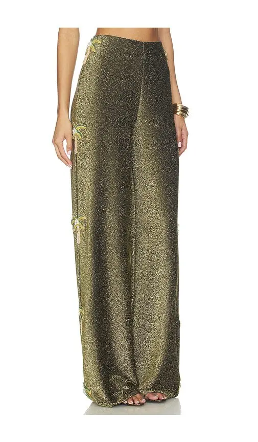 MARIANDREE GAITAN Adriana Wide-leg Metallic Pants With Embellishments