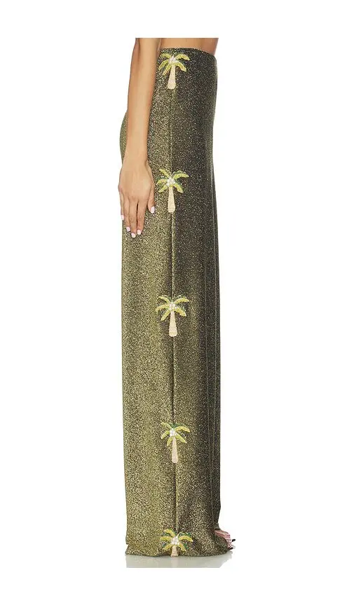 MARIANDREE GAITAN Adriana Wide-leg Metallic Pants With Embellishments