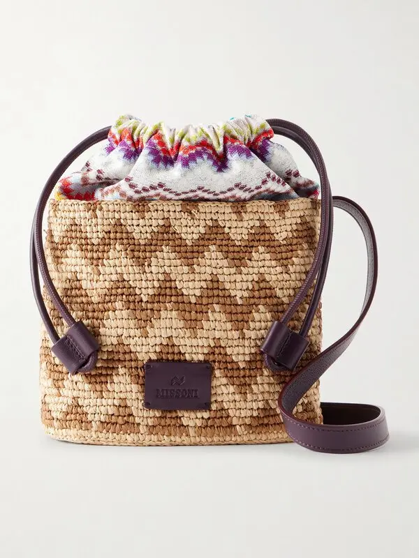 Missoni Small Striped Raffia Bucket Bag - Neutrals