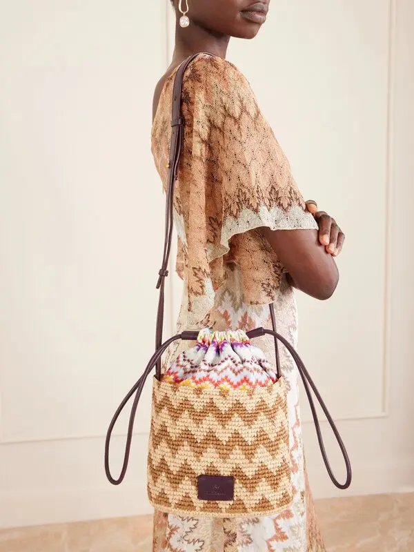 Missoni Small Striped Raffia Bucket Bag - Neutrals