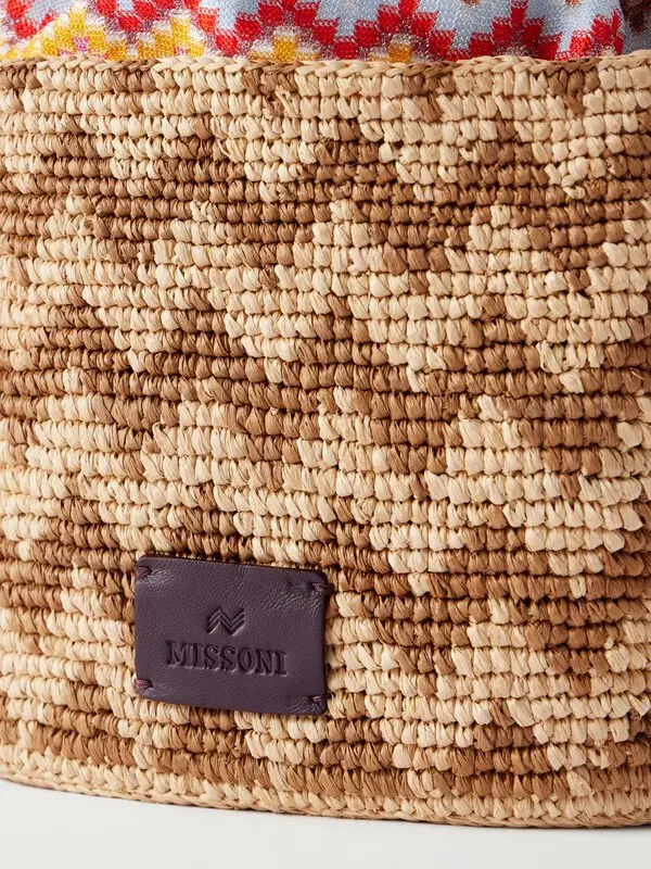 Missoni Small Striped Raffia Bucket Bag - Neutrals