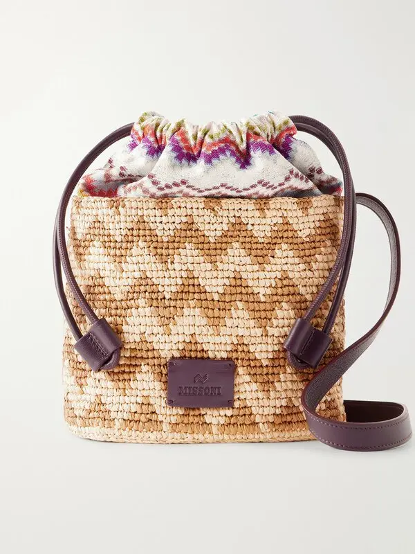 Missoni Small Striped Raffia Bucket Bag - Neutrals