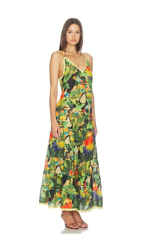 Farm Rio Bird Leaves Long Dress - Sand | Editorialist