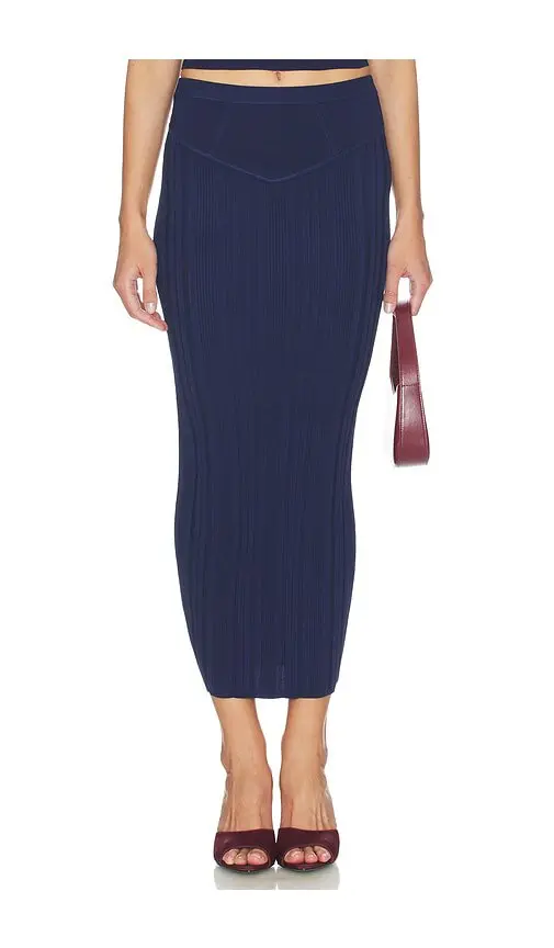 FLEUR DU MAL Three Way Rib Skirt In Navy - Midnight Navy