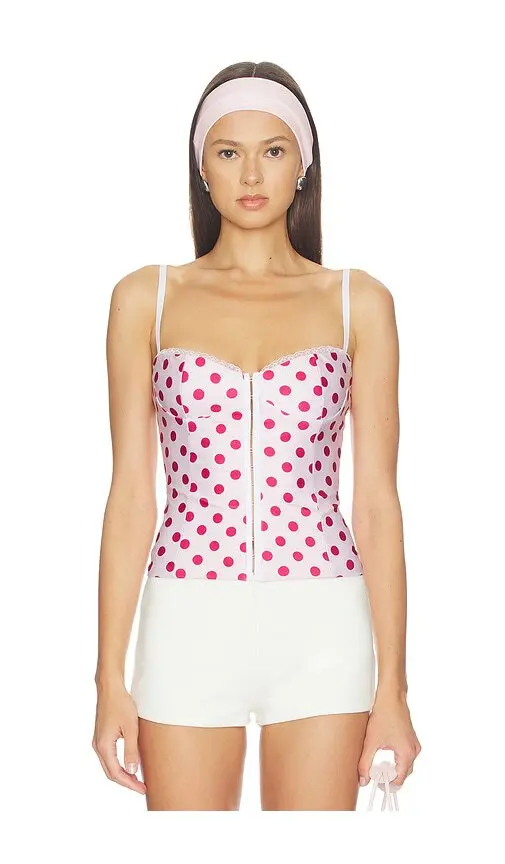BELLA VENICE The Caroline Corset In White - Red & White Dot