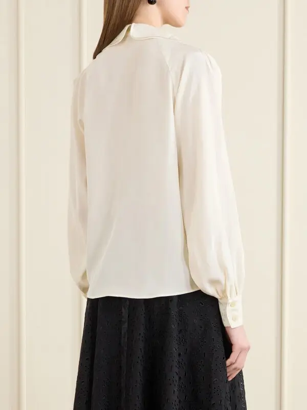 Maison Mayle Lula Lace-trimmed Silk Blouse
