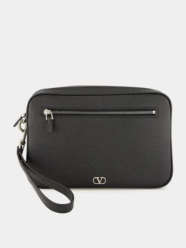 Valentino Garavani Leather Pouch With Vlogo Signature - Black