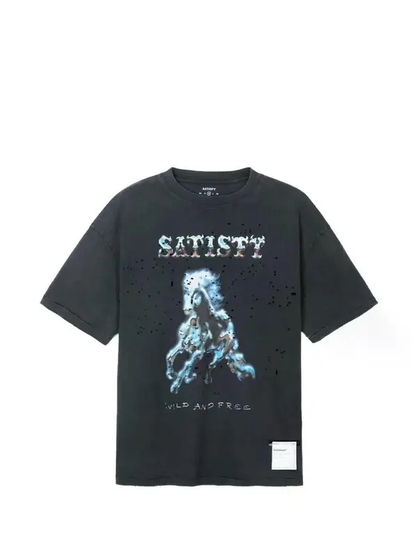 Satisfy Distressed Graphic Print T-shirt