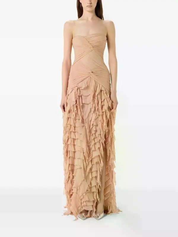 blumarine ruffled silk long dress Blumarine