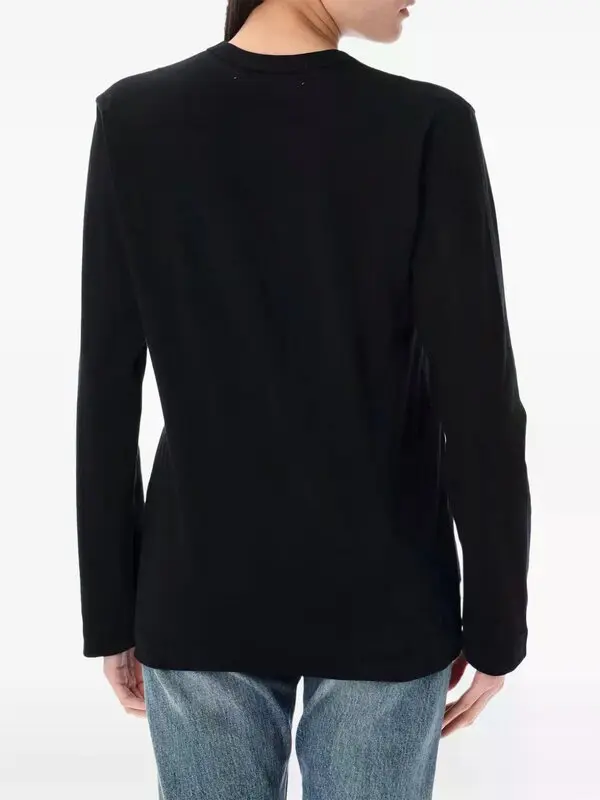 Play Comme Des Garcon Heart-embroidery Long-sleeved T-shirt - Black