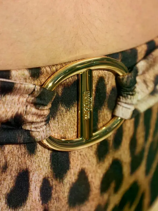 Moschino Buckle Leopard Print Bikini Bottom