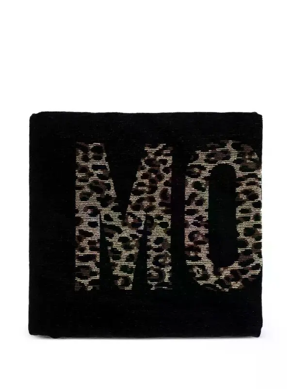 Moschino Logo Animal Print Bath Towel - Black