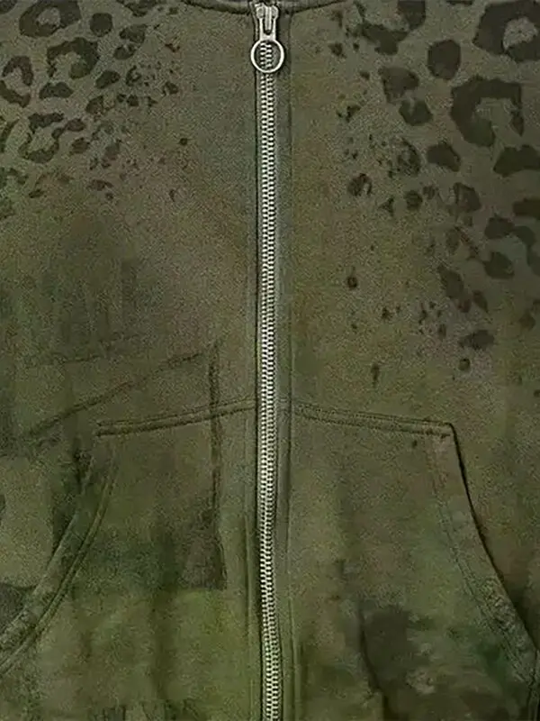 VALE FOREVER Animal-print Zip-up Hoodie