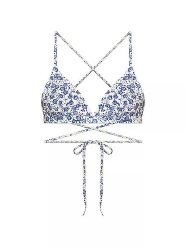 Isabel Marant Solange Floral-print Bikini Top - Neutrals