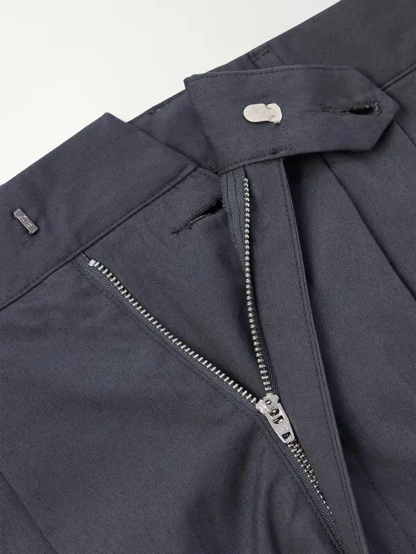 MONITALY Wide-leg Pleated Cotton Shorts
