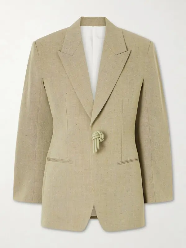 Bottega Veneta Embellished Wool-blend Blazer - Green