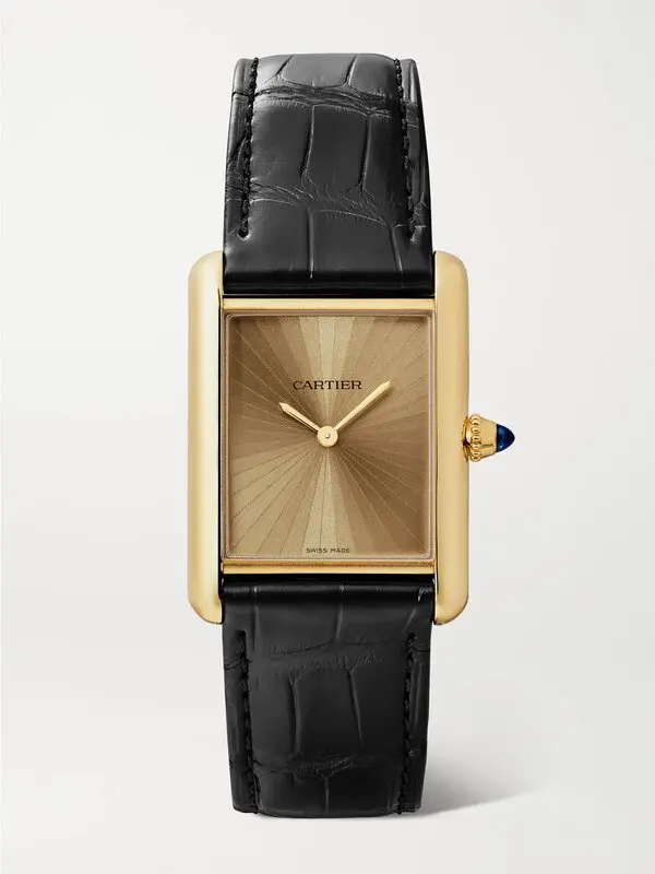 CARTIER Tank Louis 33.7mm Medium 18-karat And Alligator Watch - Gold