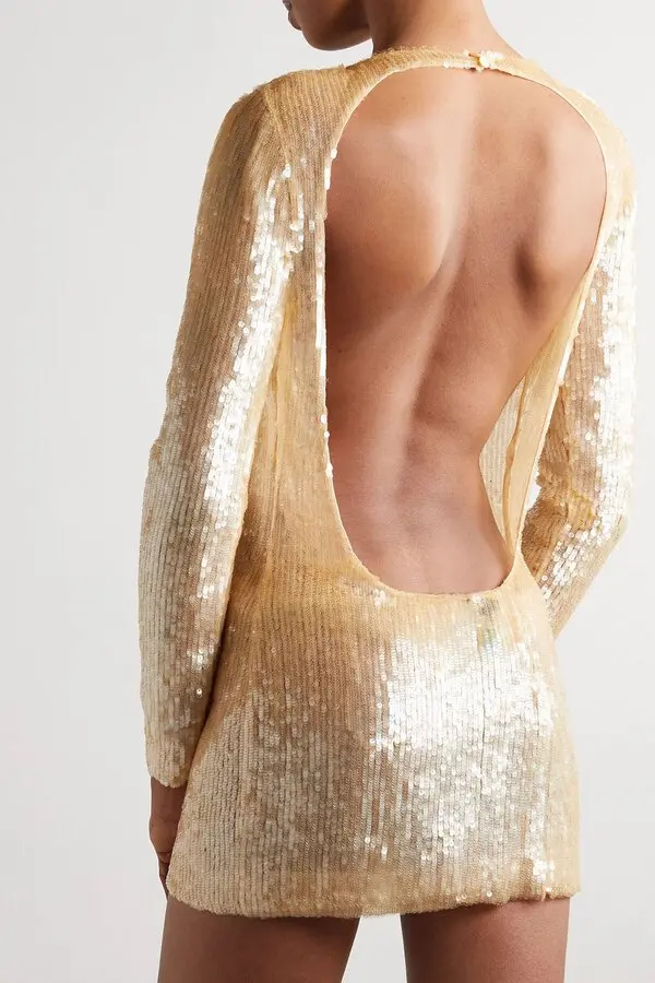 TOM FORD Cutout Sequined Tulle Mini Dress
