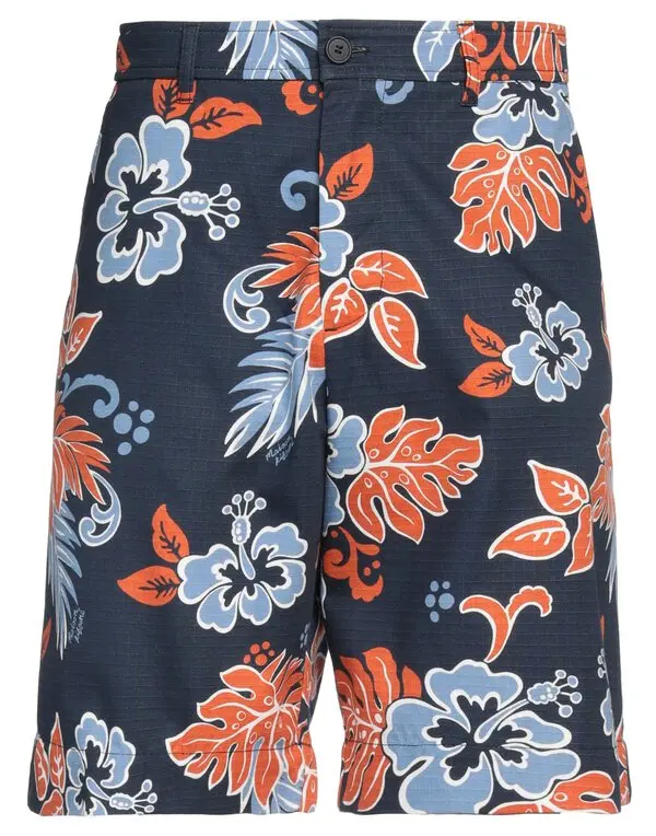 Maison Kitsuné Floral Print High-waisted Cotton Bermuda Shorts