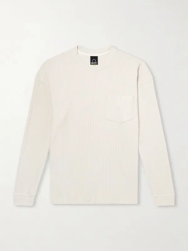 FRIZMWORKS Oversized Waffle-knit Cotton-blend T-shirt - Neutrals