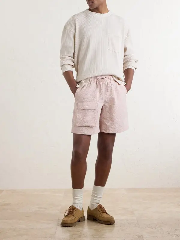 FRIZMWORKS Oversized Waffle-knit Cotton-blend T-shirt - Neutrals