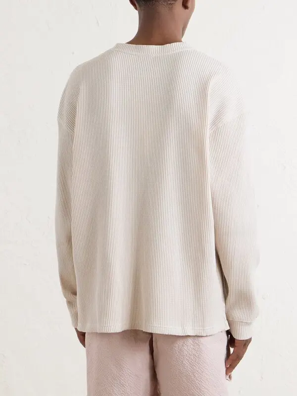 FRIZMWORKS Oversized Waffle-knit Cotton-blend T-shirt - Neutrals